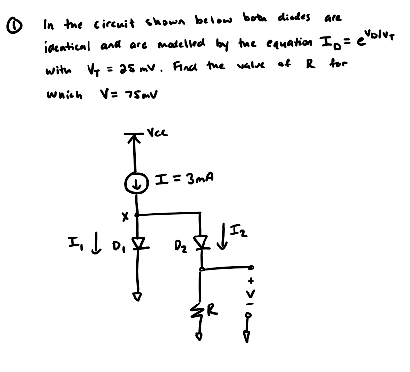 Solved In the circuit shown below both diodes are identical | Chegg.com