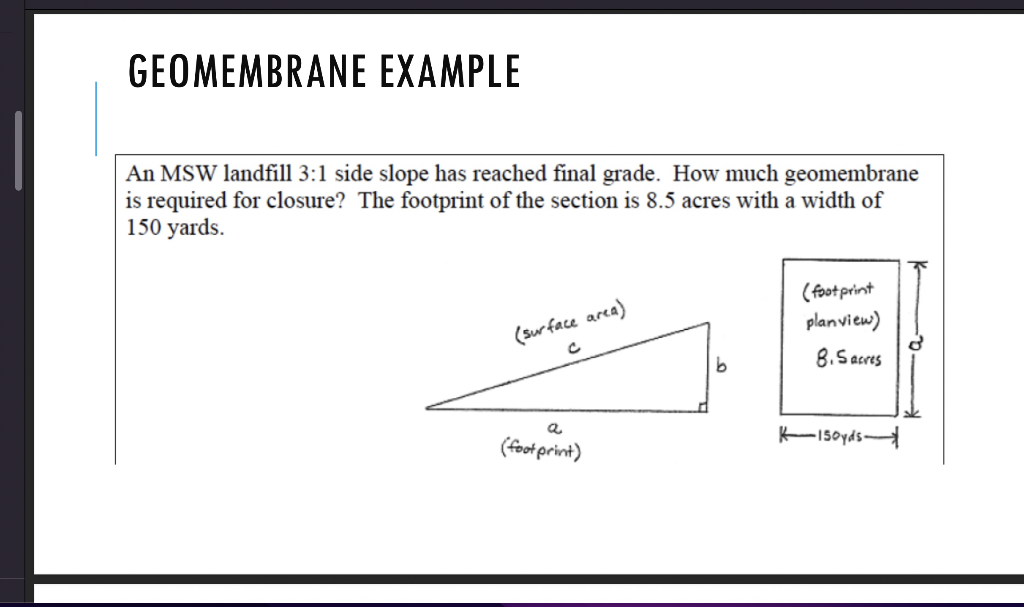 Solved An MSW landfill 3:1 side slope has reached final | Chegg.com