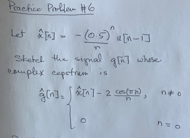 Practico Problem \#6 Let x^[n]=−n(0.5)nu[n−1] sketch | Chegg.com