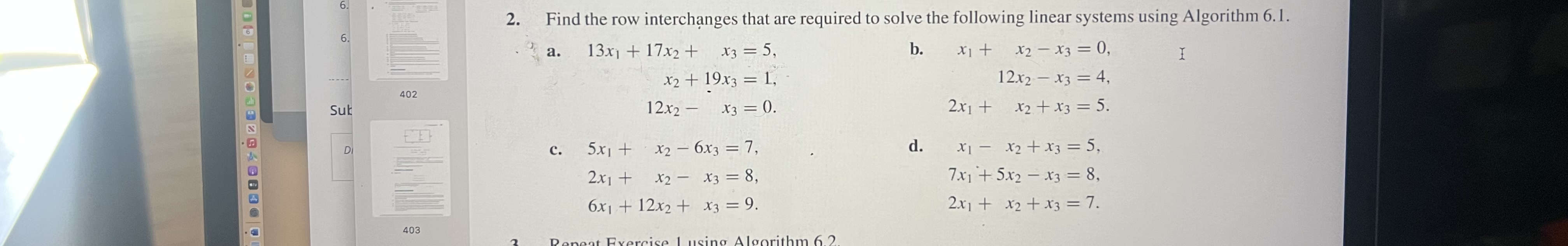 Find the row interchanges that are required to ﻿solve | Chegg.com