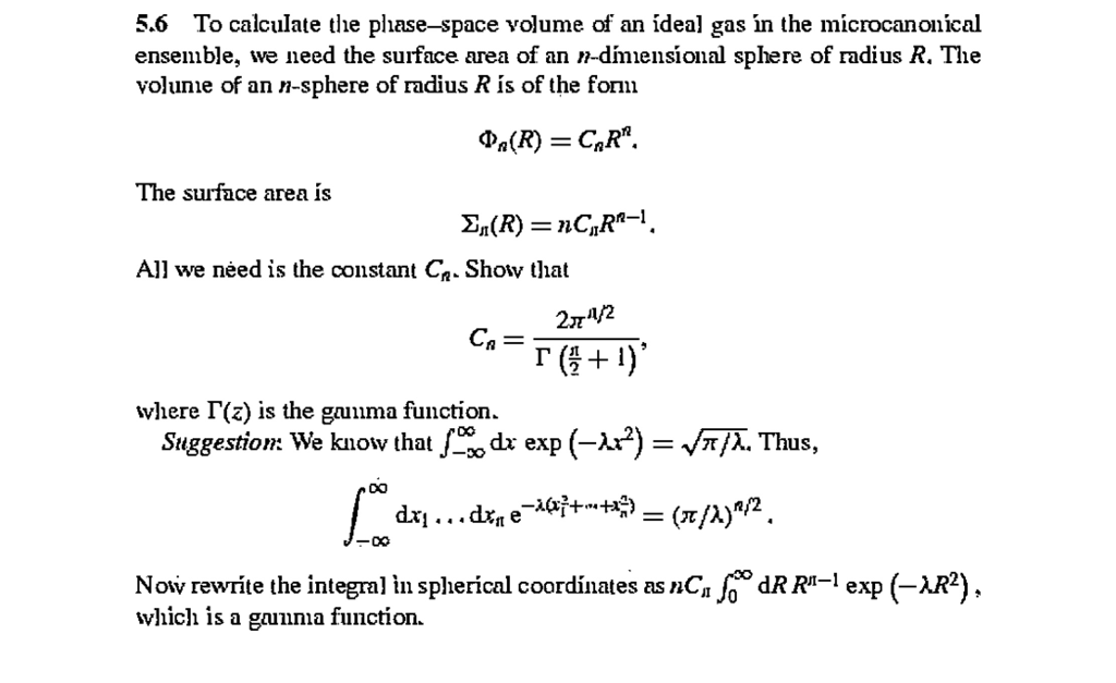 Solved 5.6 To calculate the phase-space volume of an ideal | Chegg.com