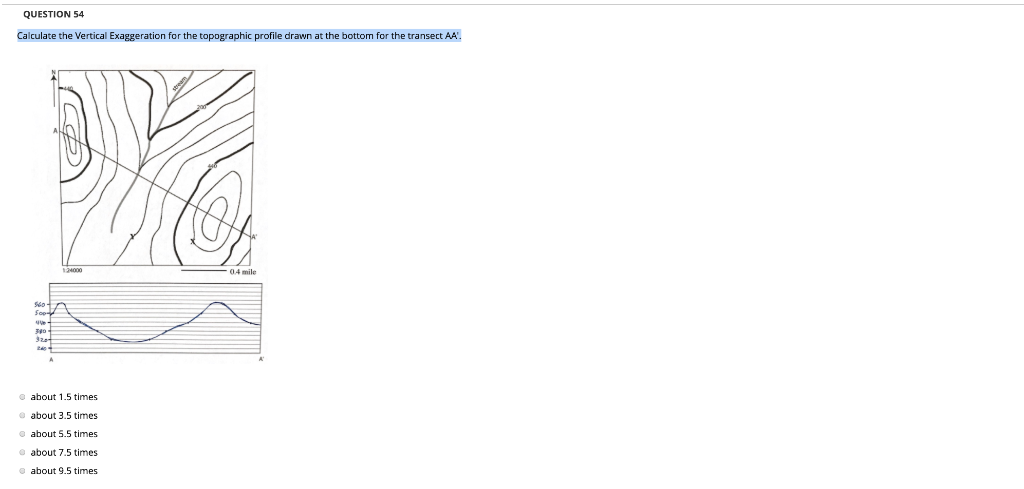 Solved QUESTION 54 Calculate the Vertical Exaggeration for | Chegg.com