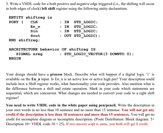 Solved 3. Write a VHDL code for a both positive and negative | Chegg.com