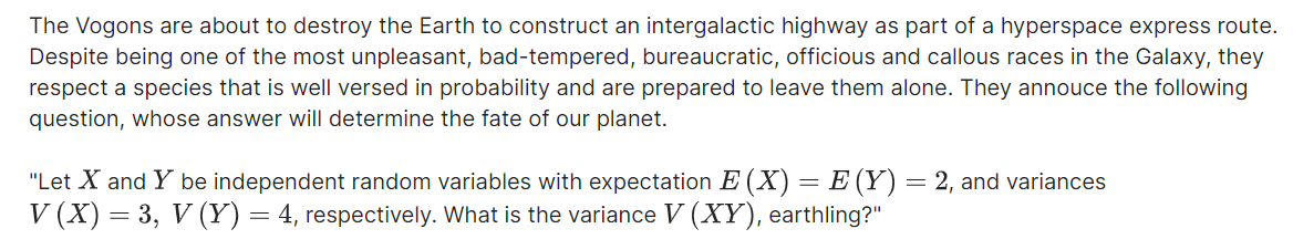 Solved The Vogons are about to destroy the Earth to | Chegg.com