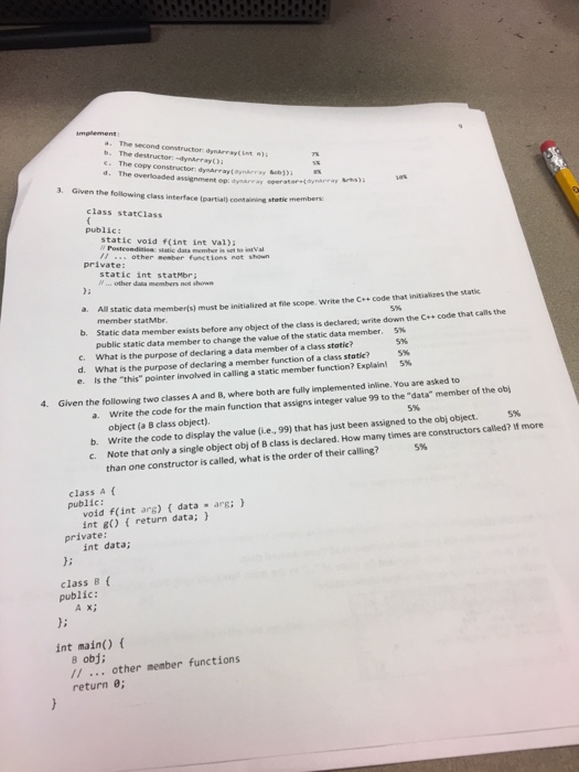 Solved Given the following class interface (partial) | Chegg.com