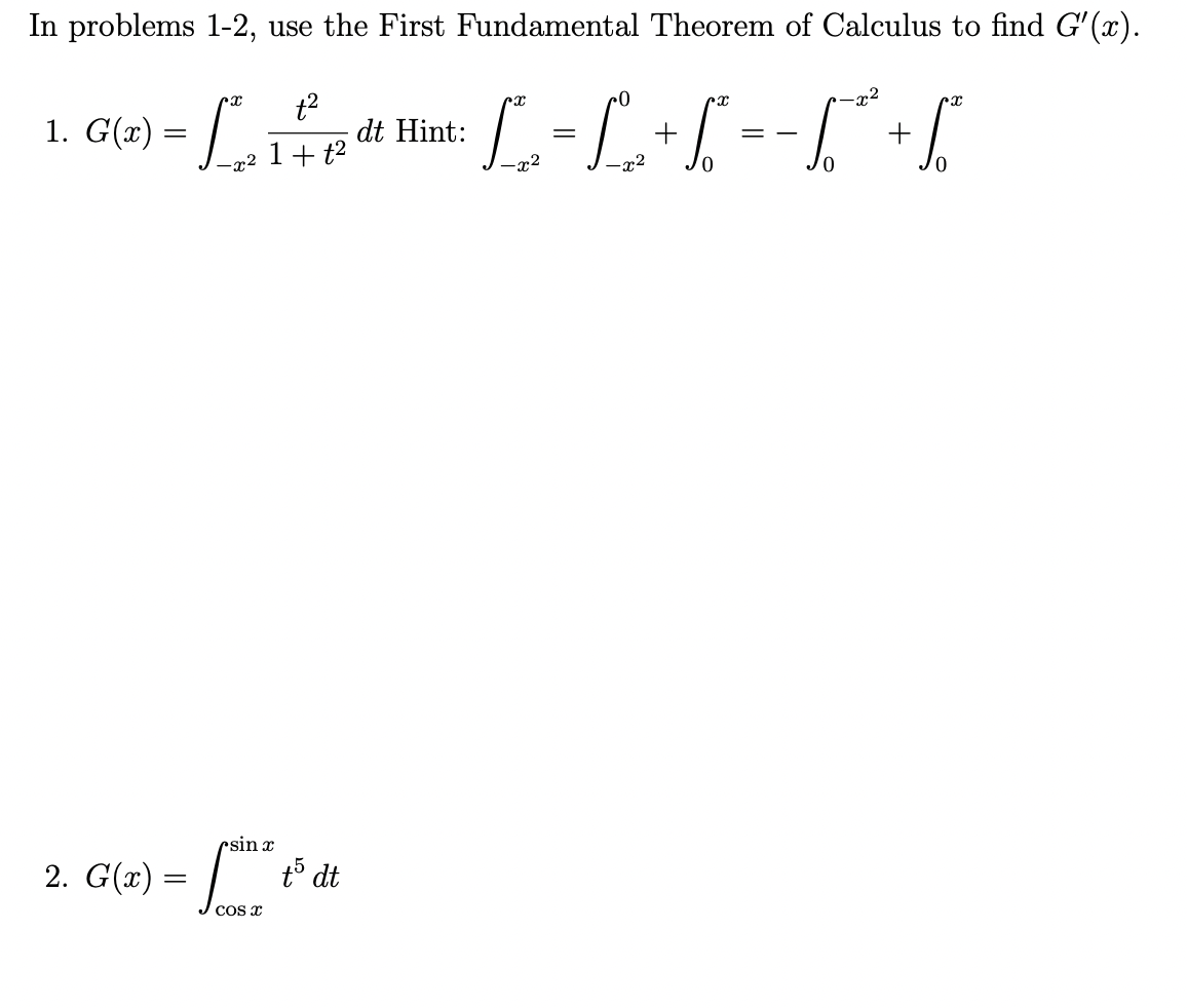 Solved In problems 1-2, use the First Fundamental Theorem of | Chegg.com