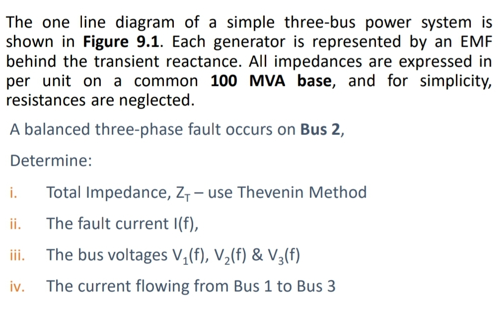 The one line diagram of a simple three-bus power | Chegg.com