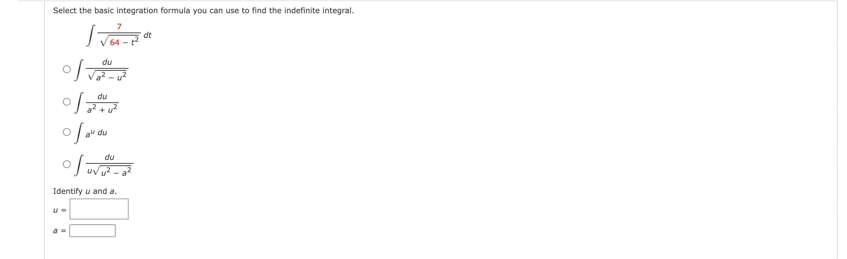 Solved Select the basic integration formula you can use to | Chegg.com