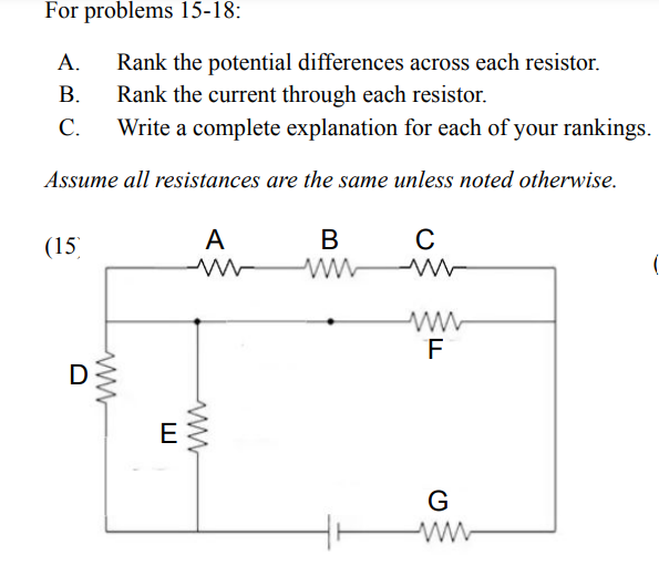 Solved For problems 15-18: A. Rank the potential differences | Chegg.com