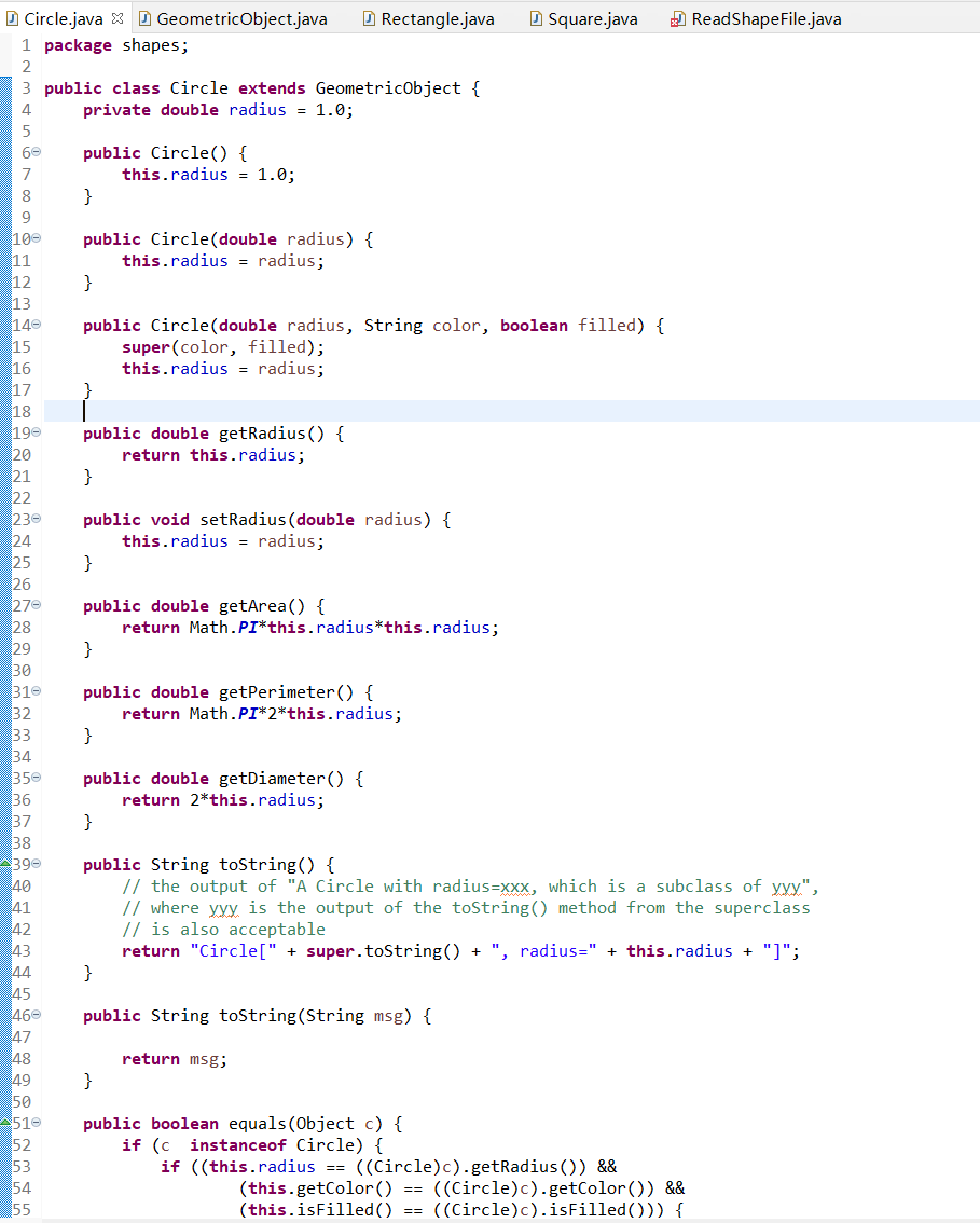 In the class ReadShapeFile, there is a file called | Chegg.com