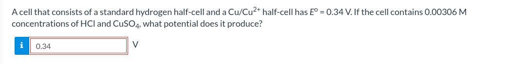Solved A cell that consists of a standard hydrogen half-cell | Chegg.com