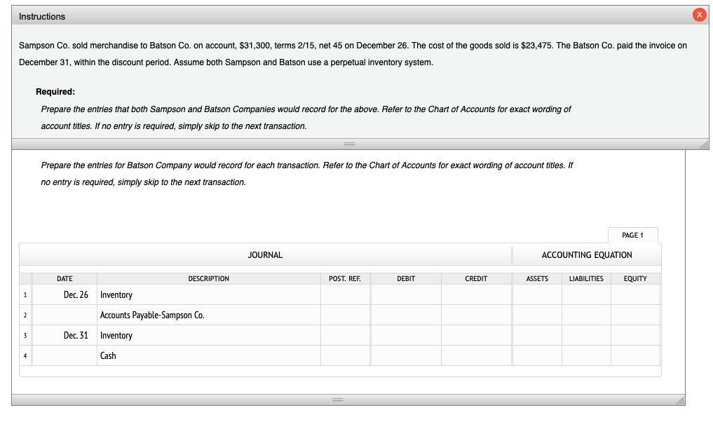 Solved Instructions Sampson Co. sold merchandise to Batson | Chegg.com
