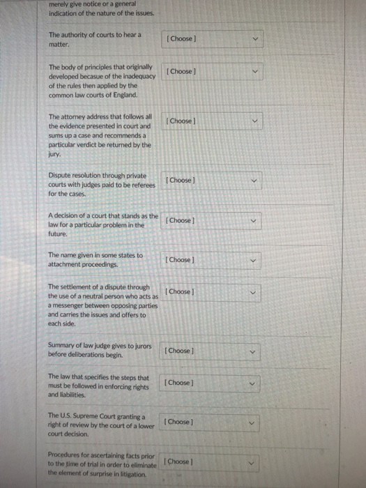 Solved Please match the following definitions to the | Chegg.com