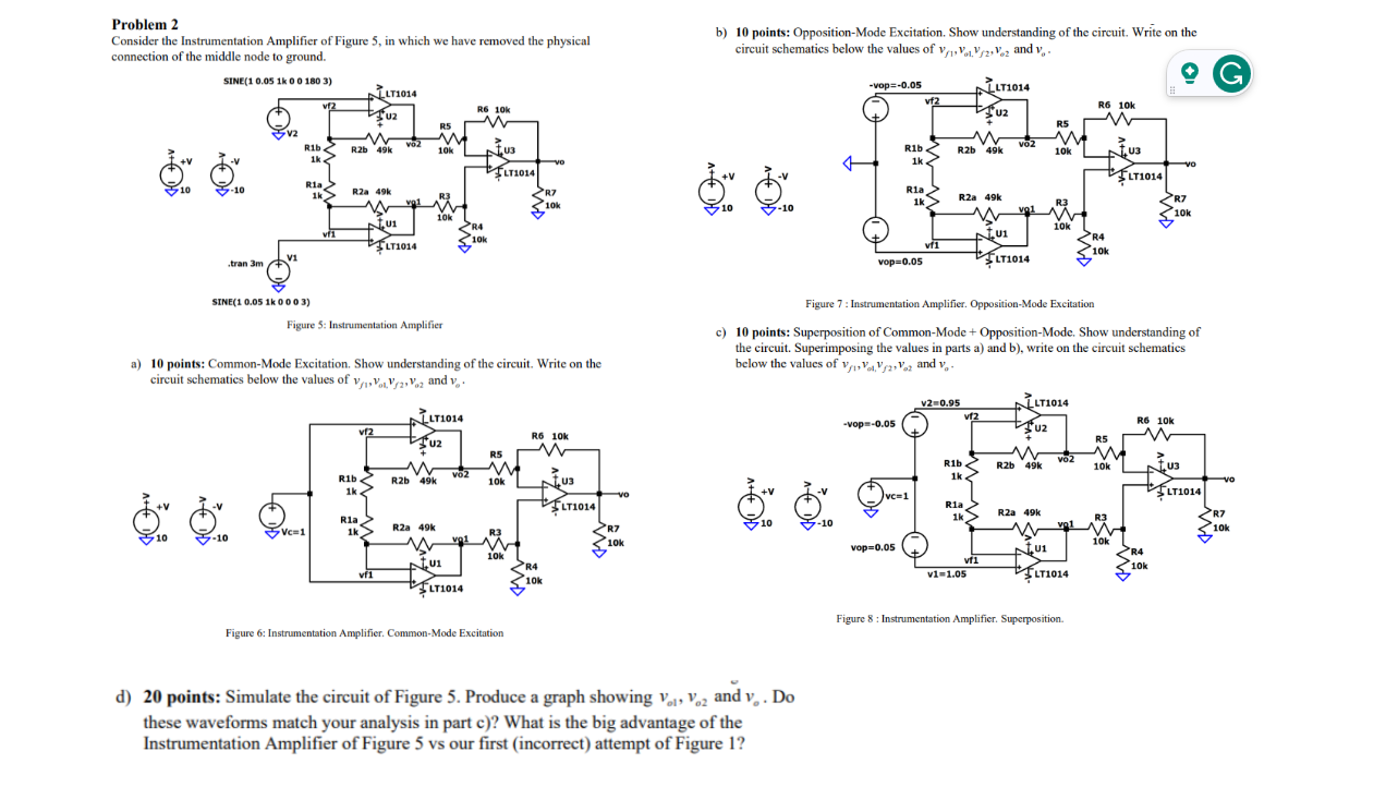 Solved Problem 2 Consider the Instrumentation Amplifier of | Chegg.com