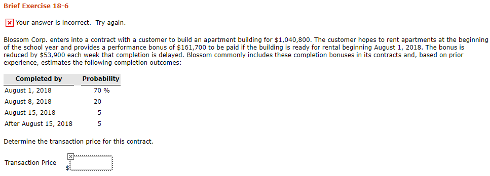 Solved Brief Exercise 18-6 X Your answer is incorrect. Try | Chegg.com