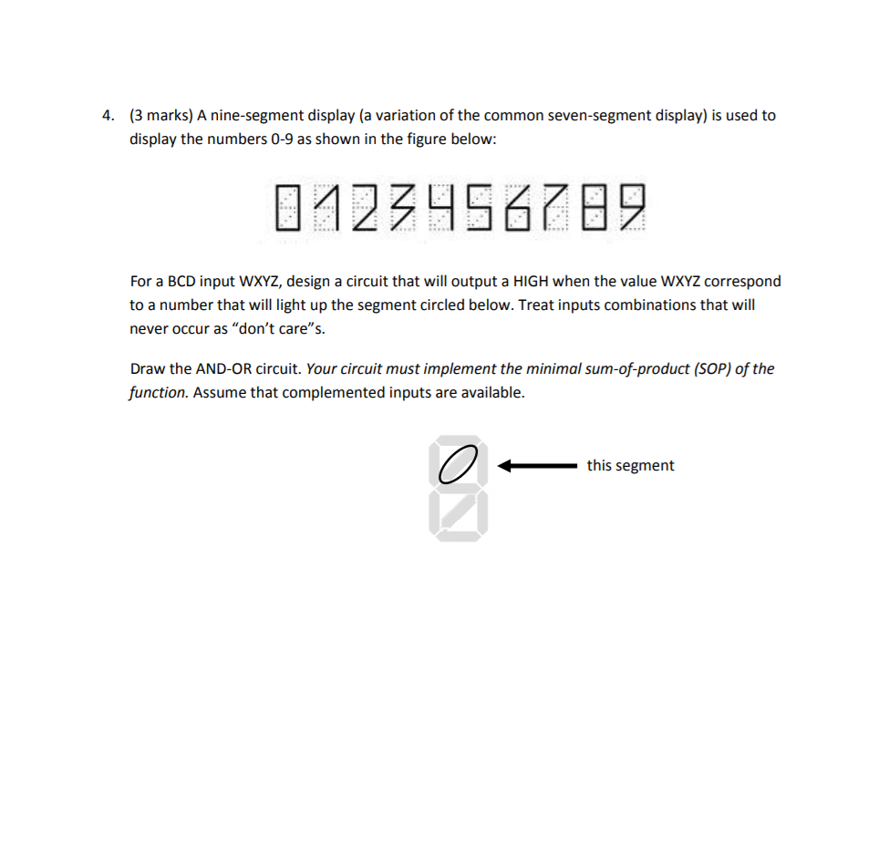 Solved 4. (3 marks) A nine-segment display (a variation of | Chegg.com