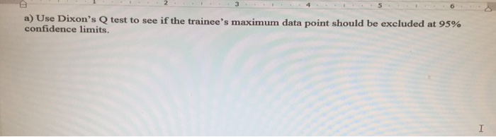 Solved a) Use Dixon's Q test to see if the trainee's maximum | Chegg.com