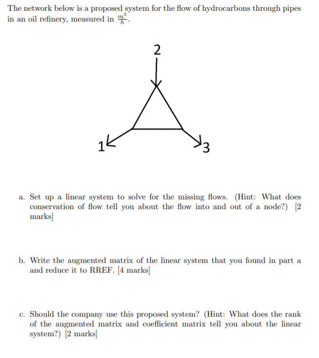 Solved The network below is a proposed system for the flow | Chegg.com