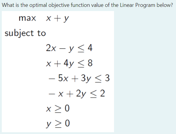 Solved What is the optimal objective function value of the | Chegg.com