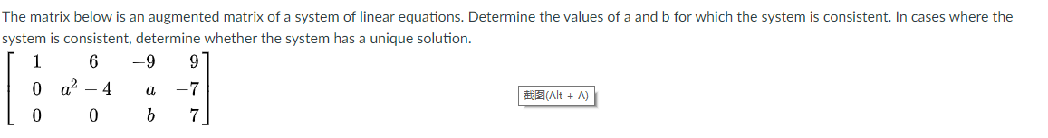 Solved The matrix below is an augmented matrix of a system | Chegg.com