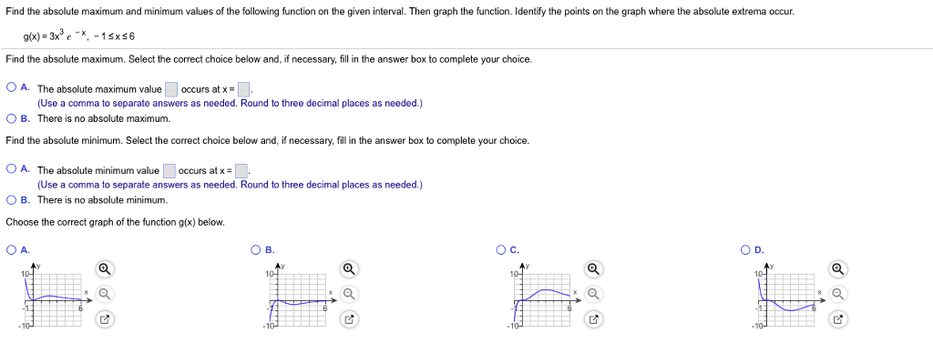 Solved Find the absolute maximum and minimum values of the | Chegg.com