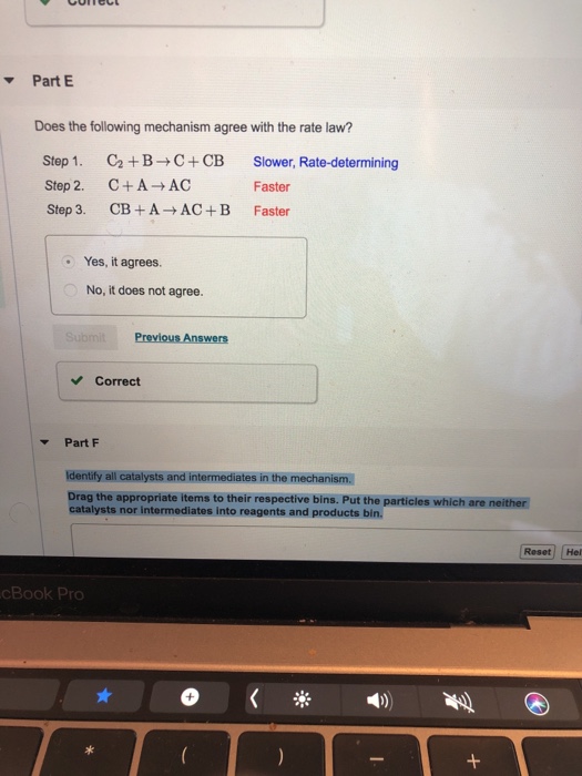 Solved Part E Does the following mechanism agree with the | Chegg.com