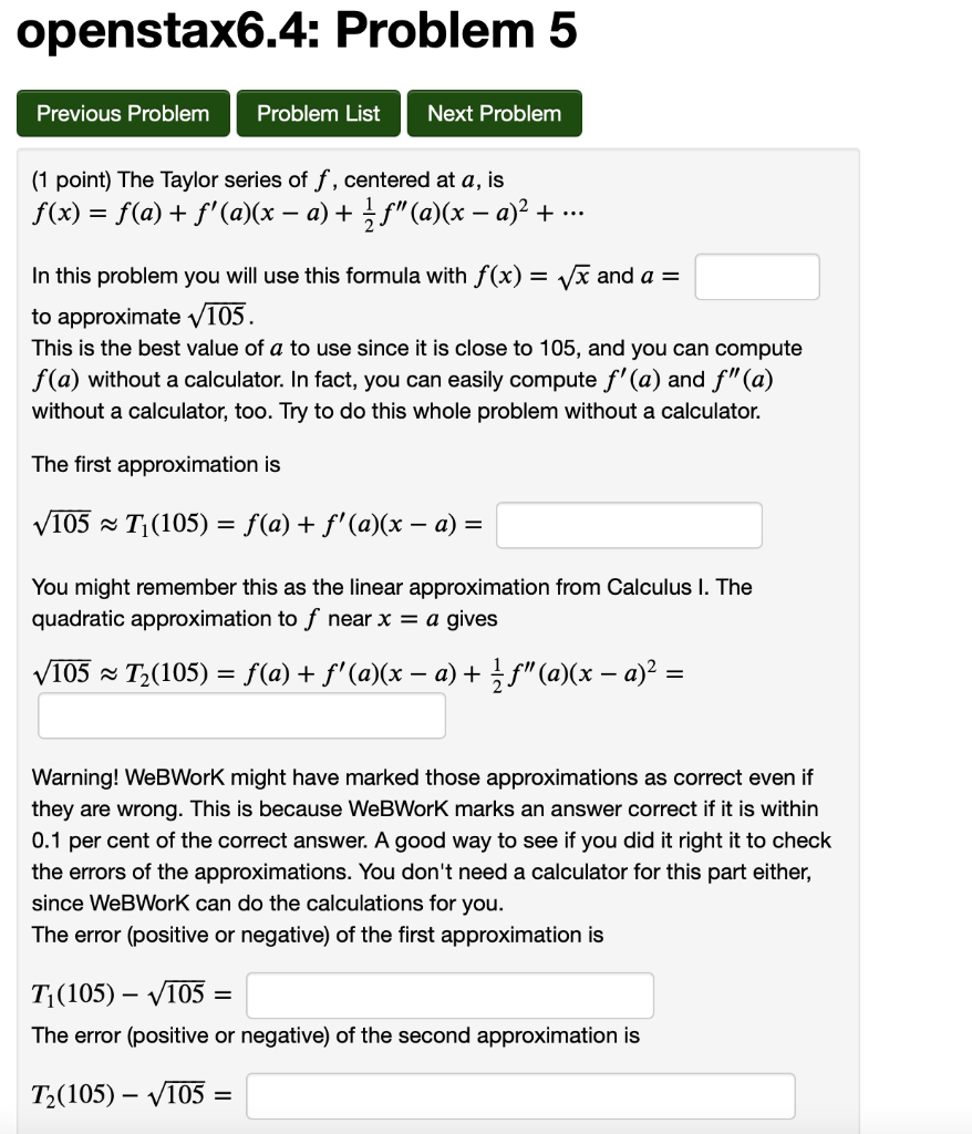 Solved openstax6.4: Problem 5 Previous Problem Problem List | Chegg.com