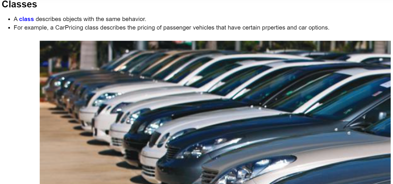 Solved Classes • A class describes objects with the same | Chegg.com