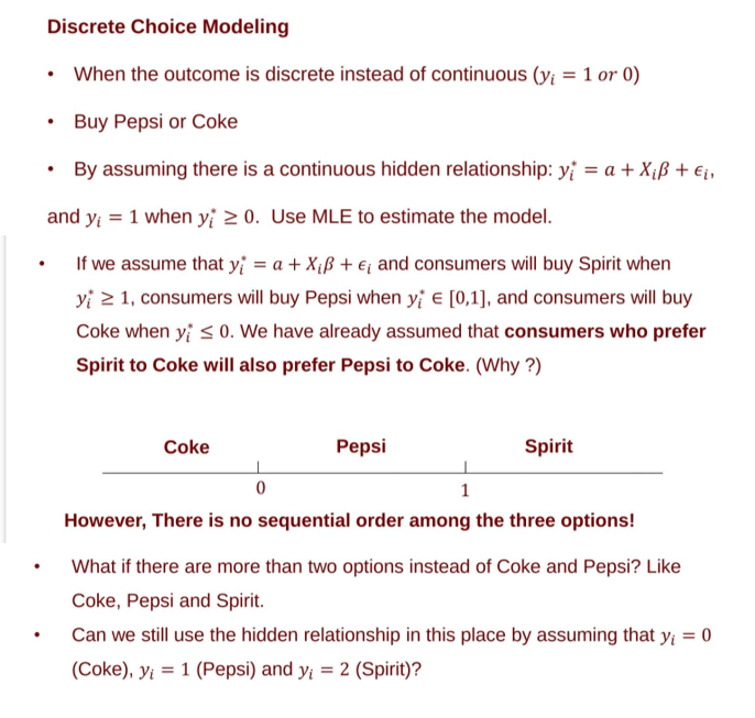 Solved Discrete Choice Modeling - When the outcome is | Chegg.com