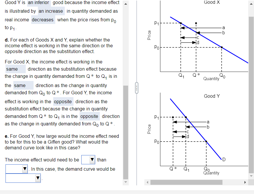 Solved Good Y is an inferior good because the income effect | Chegg.com