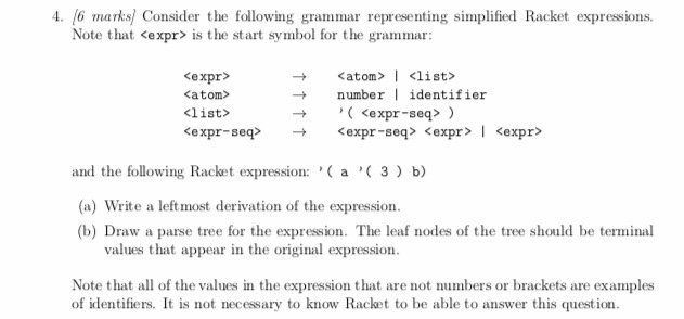 Solved 4. 6 marks Consider the following grammar | Chegg.com