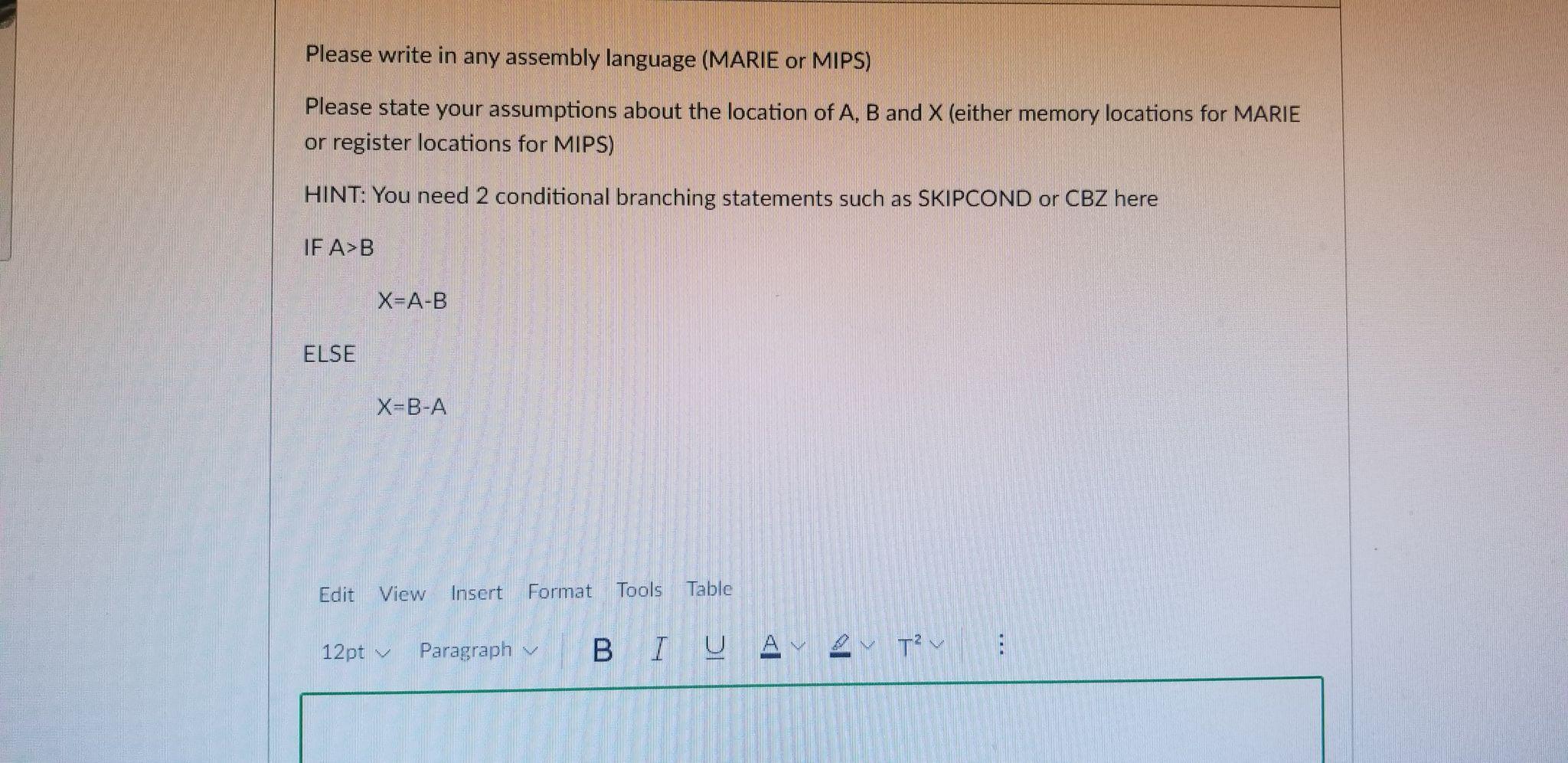 Solved Please write in any assembly language (MARIE or MIPS) | Chegg.com Solved Please write in any assembly language (MARIE or MIPS) | Chegg.com