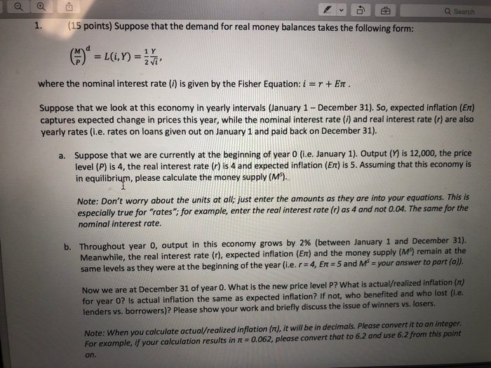 Solved Q Search 1. (15 points) Suppose that the demand for | Chegg.com Solved Q Search 1. (15 points) Suppose that the demand for | Chegg.com