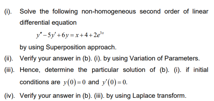 Solved (i). Solve the following non-homogeneous second order | Chegg.com