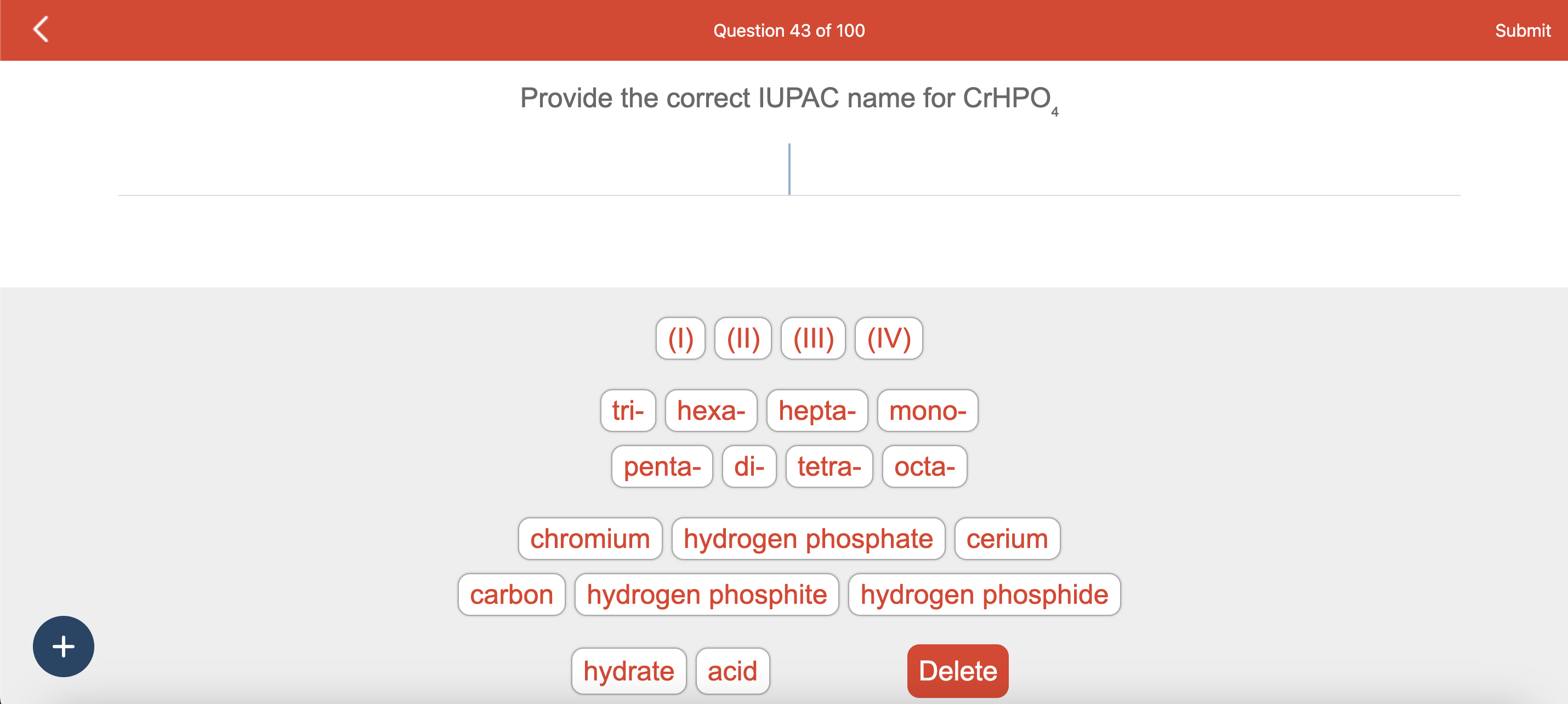 Solved Provide The Correct Iupac Name For Crhpo4
