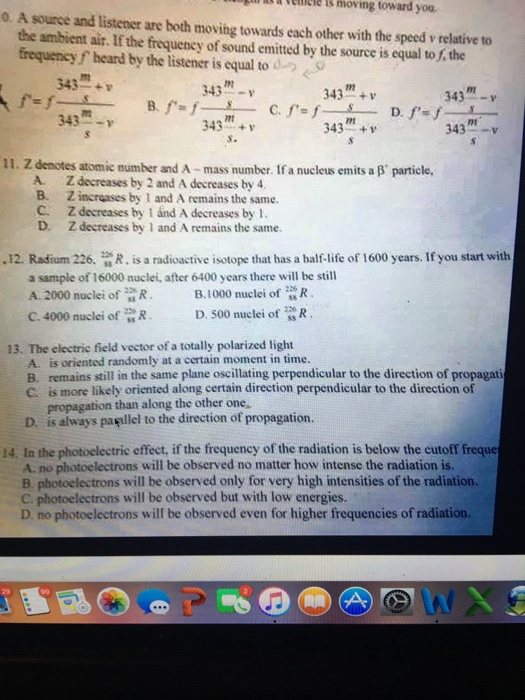 Solved A source and listener are both moving towards each | Chegg.com