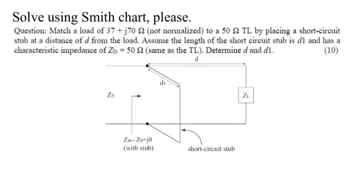Solved Solve using Smith chart, please. Question: Match a | Chegg.com