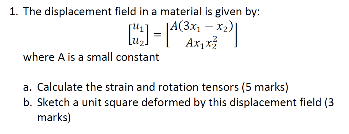 Solved How to calculate strain and rotation tensor from this | Chegg.com