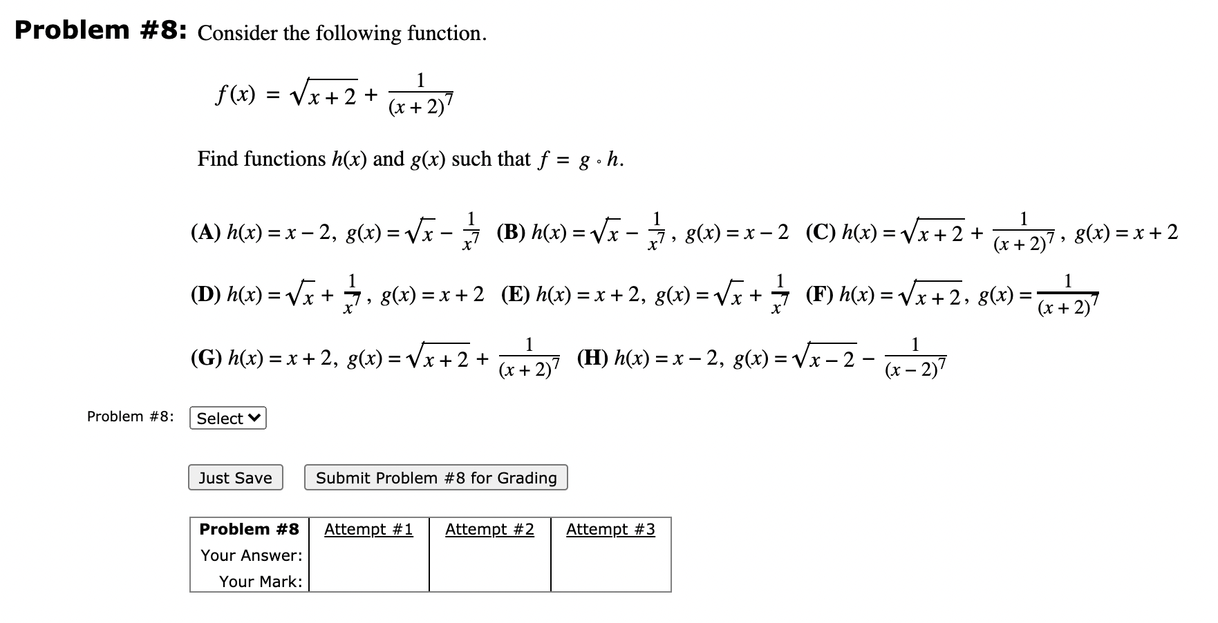 Solved Problem #8: Consider the following function. 1 f(x) = | Chegg.com