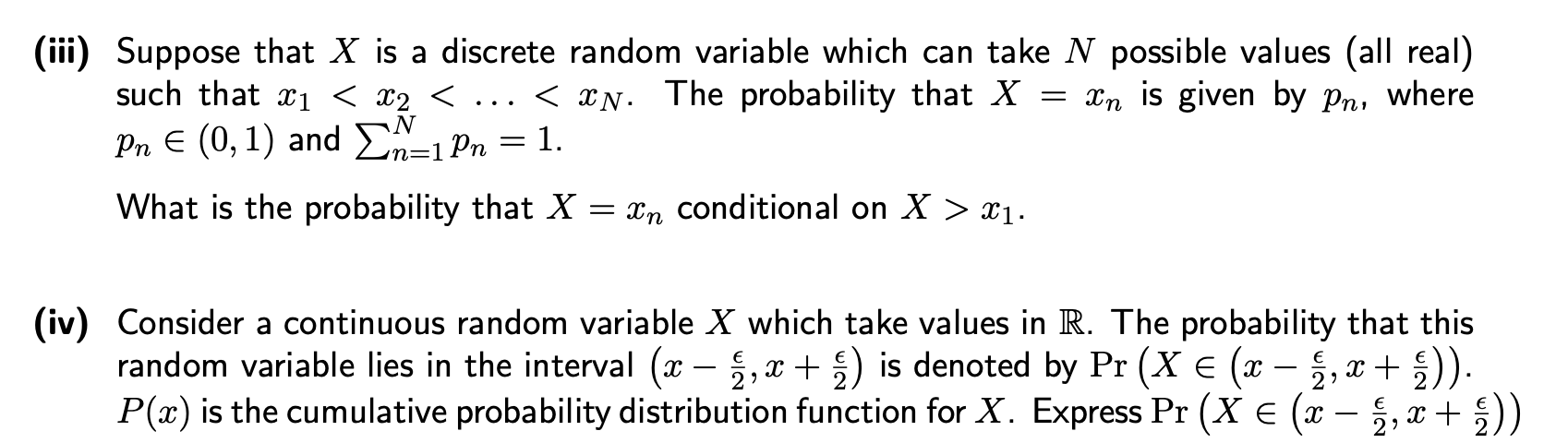 Solved iii) Suppose that X is a discrete random variable | Chegg.com