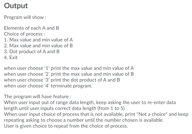 Solved Program specification Objectives Find the following | Chegg.com