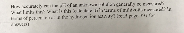Solved How accurately can the pH of an unknown solution | Chegg.com