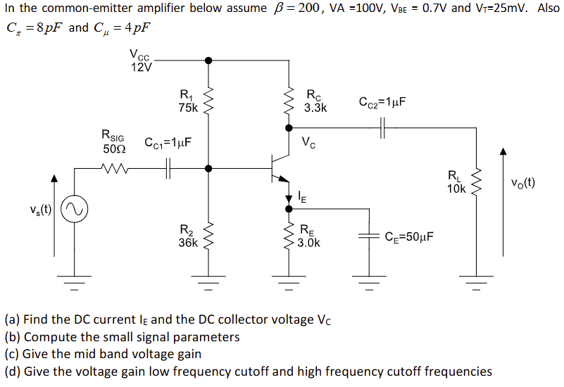 Solved In the common-emitter amplifier below assume \beta | Chegg.com