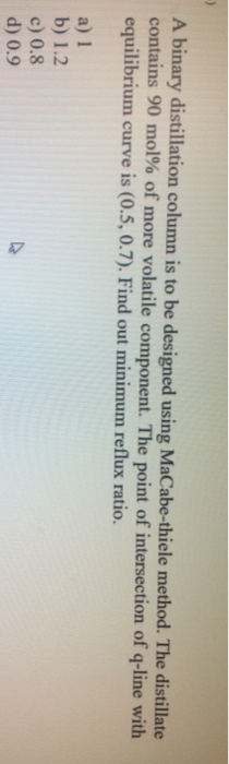 Solved A binary distillation column is to be designed using | Chegg.com