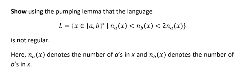 Solved Show using the pumping lemma that this language is | Chegg.com
