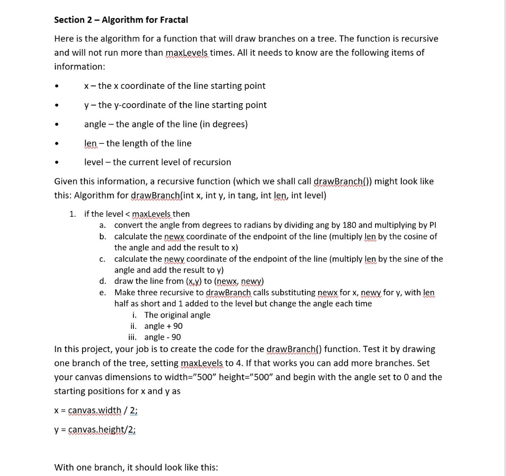 Fractal Images: To be done using JavaScript & | Chegg.com