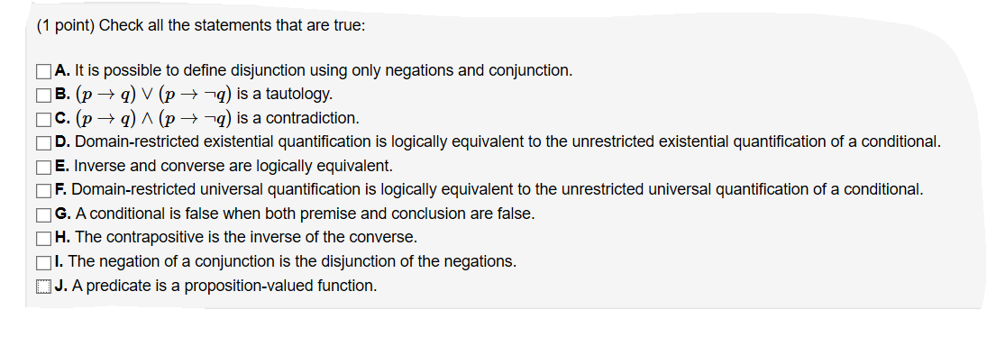 Solved (1 point) Check all the statements that are true: A. | Chegg.com