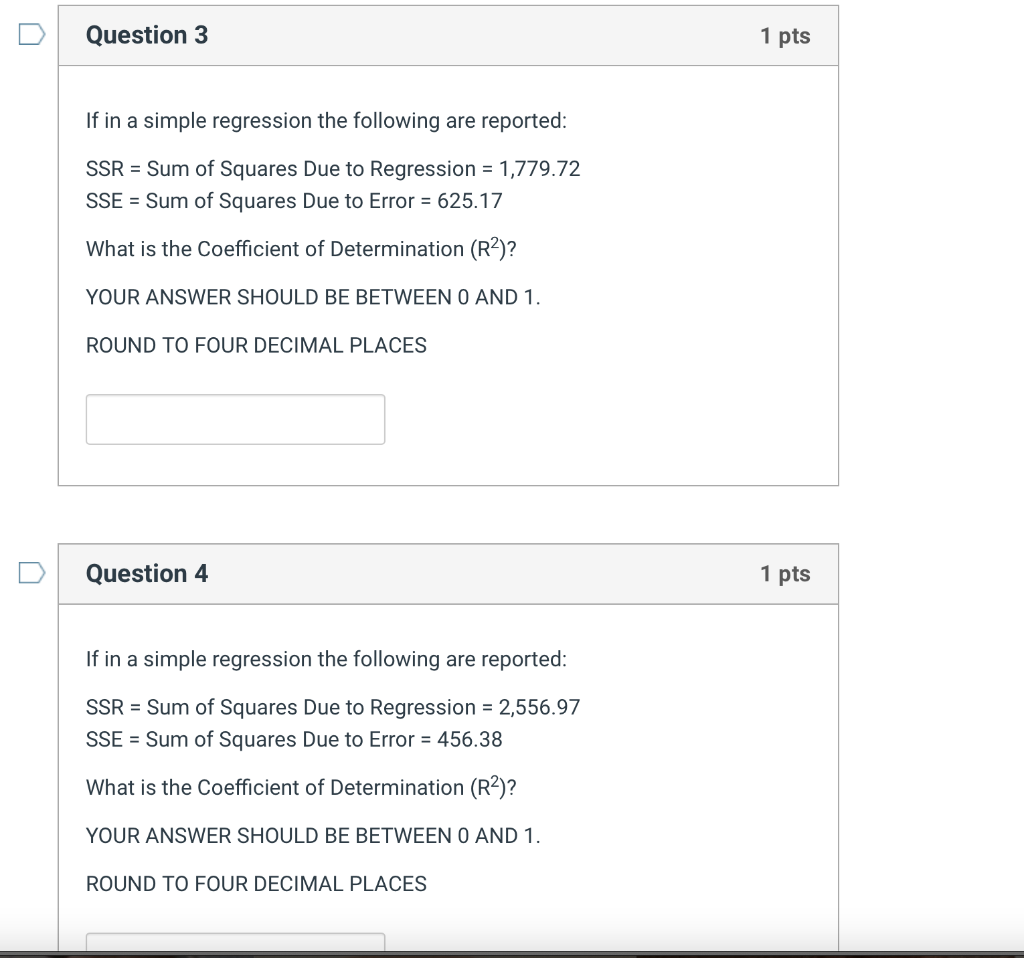Solved Question 3 1 pts If in a simple regression the | Chegg.com