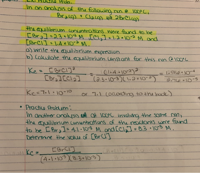 Solved How do I find the value of BrCl in the 2nd proble | Chegg.com