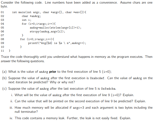 Consider the following code. Line numbers have been | Chegg.com